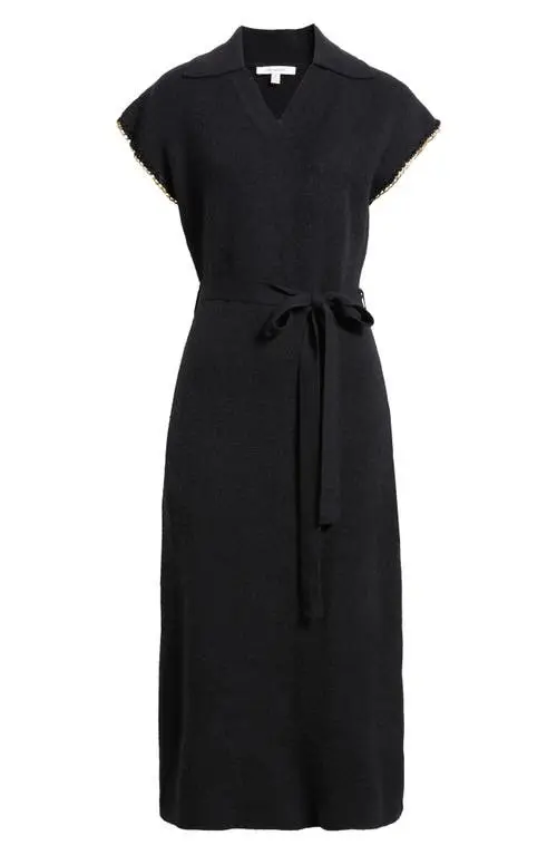 ZOE AND CLAIRE Chain Trim Tie Belt Midi Dress