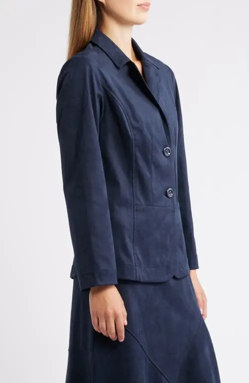 CITY BLUES Faux Suede Two-button Blazer