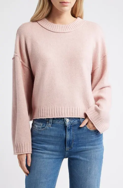 CITY BLUES Relaxed Crop Sweater - Blush