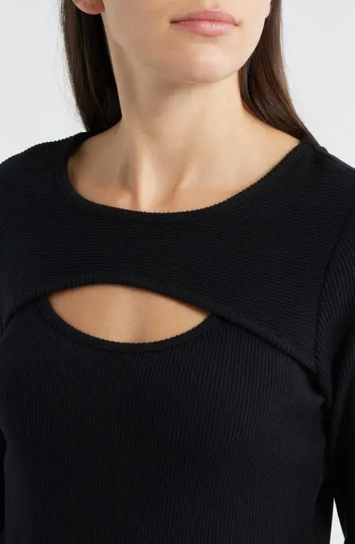 CITY BLUES Cutout Rib Top - Black