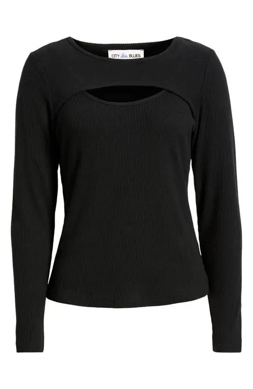 CITY BLUES Cutout Rib Top - Black