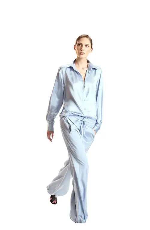 Cynthia Rowley Silk Classic Shirt - Blue