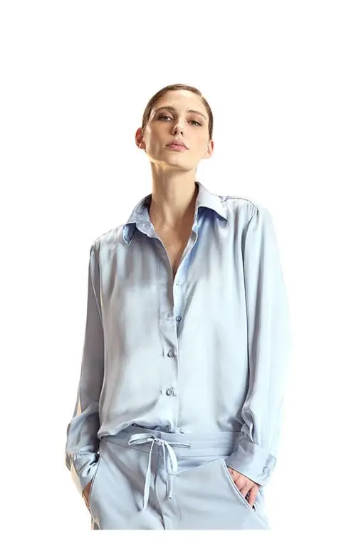 Cynthia Rowley Silk Classic Shirt - Blue