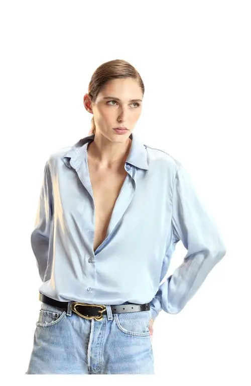 Cynthia Rowley Silk Classic Shirt - Blue