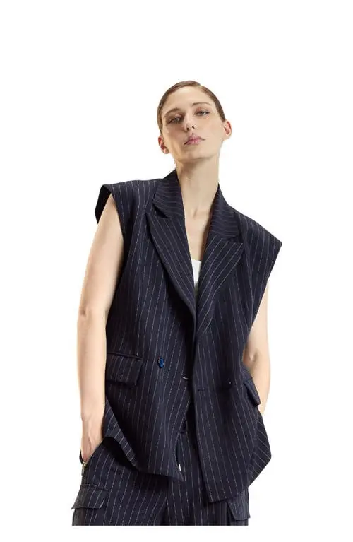 Cynthia Rowley Oversized Double Breasted Vest