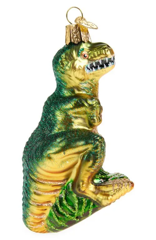OLD WORLD CHRISTMAS T-rex Glass Ornament - Yellow/green