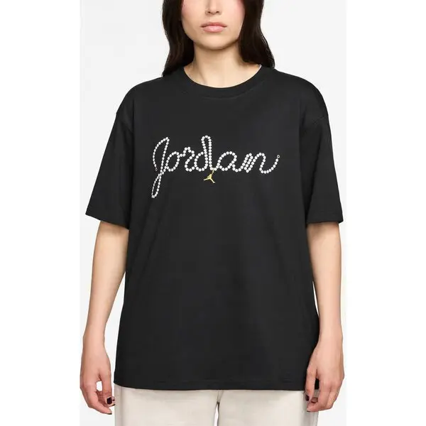 JORDAN Logo Cotton Graphic T-shirt - Black/white