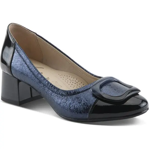 SPRING STEP SHOES Two-tone Cap Toe Pumps - Navy Metallic