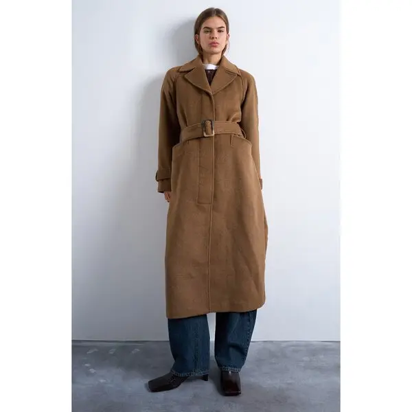 Topshop Belted Longline Coat