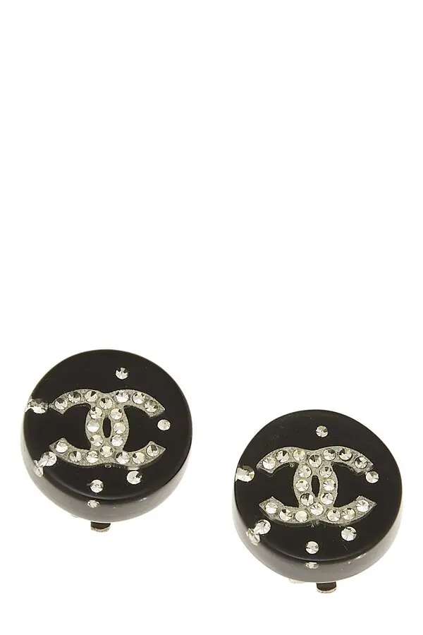 Chanel Button Earrings - Black