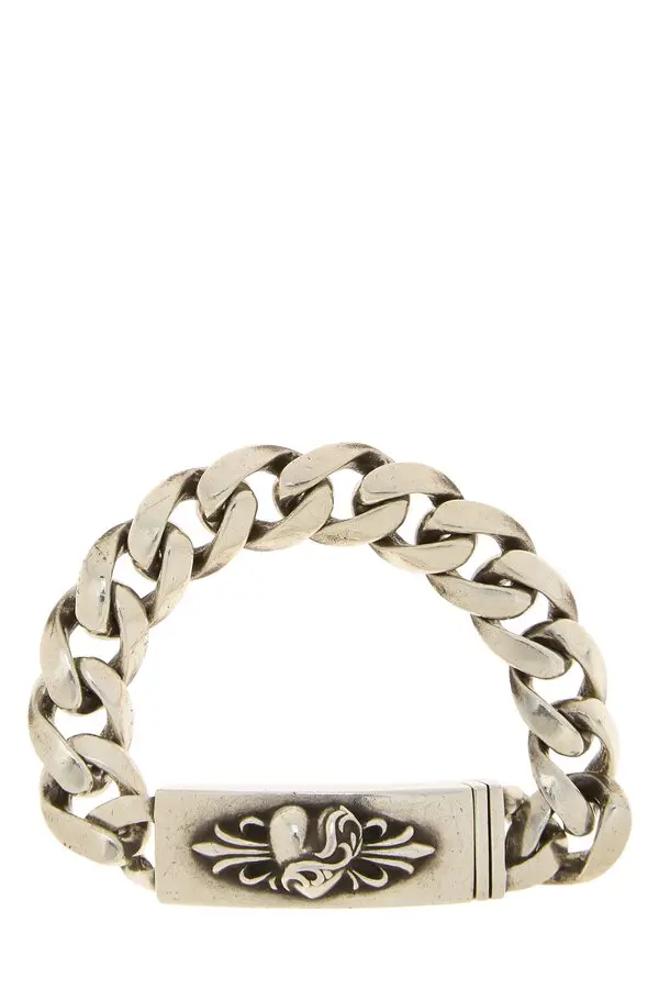 Chrome Hearts Sterling Fleur-heart Id Bracelet - Silver