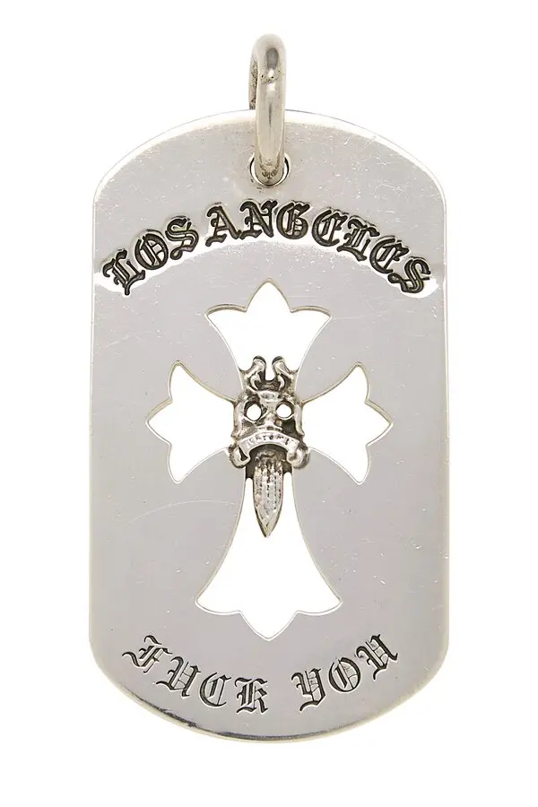 Chrome Hearts Sterling Los Angeles Cutout Dog Tag - Silver