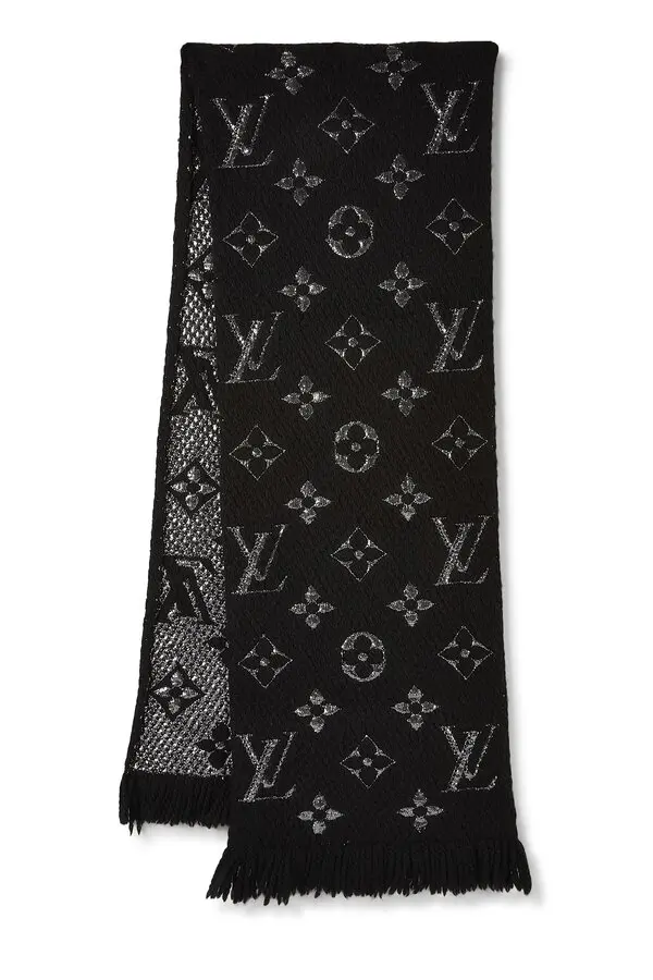 LOUIS VUITTON Wool Logomania Shine Scarf - Black