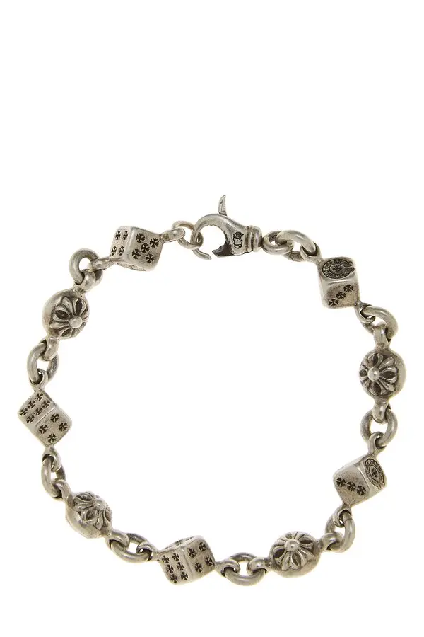 Chrome Hearts Sterling Dice Cross Ball Bracelet - Silver