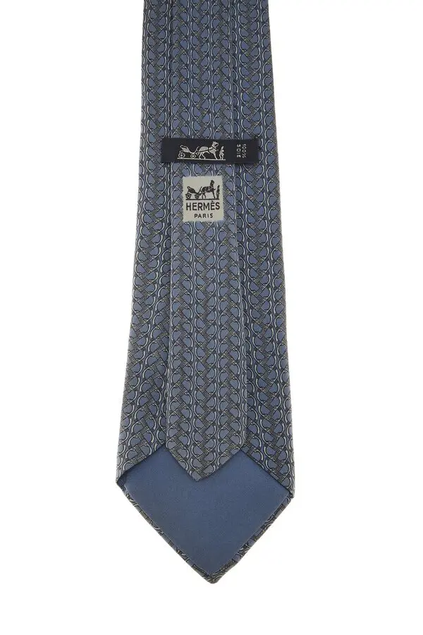 Hermès Printed Silk Necktie - Blue