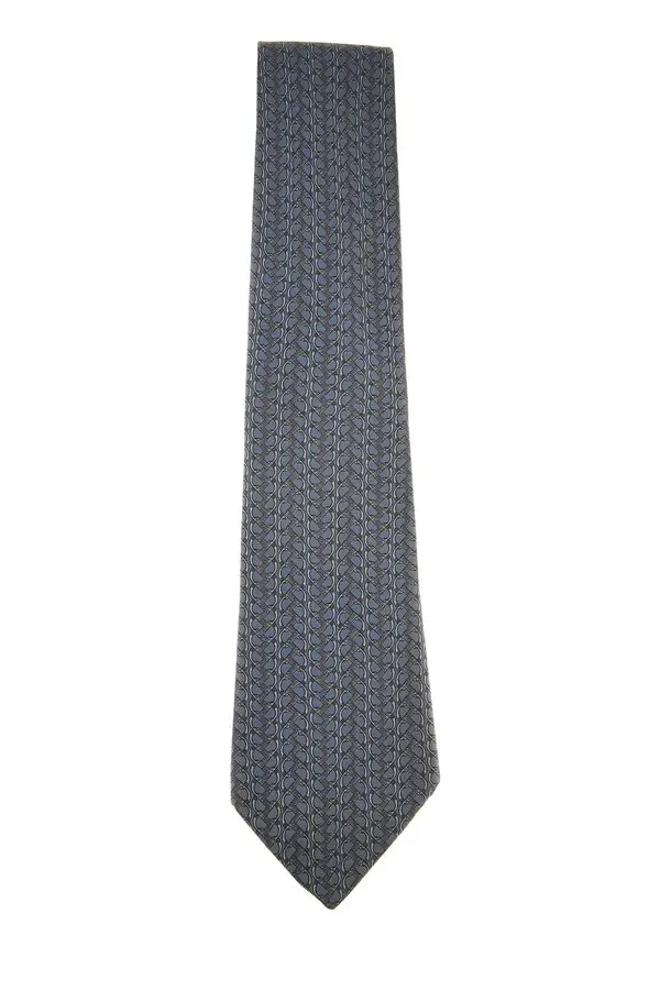 Hermès Printed Silk Necktie - Blue