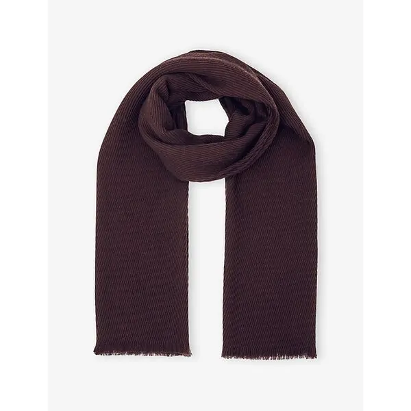 REISS Penny Pleated Wool Scarf - Burgundy