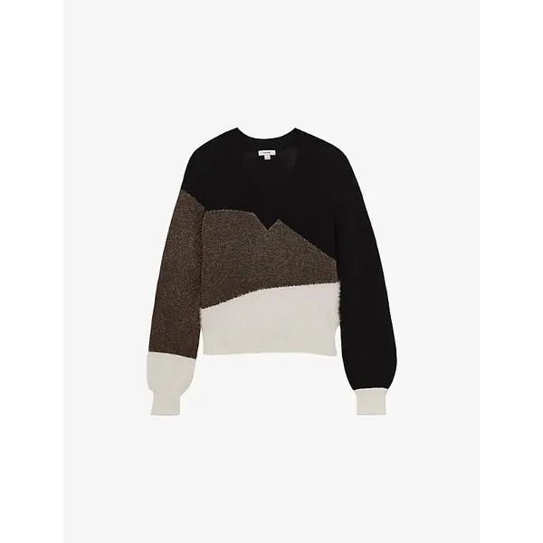 REISS Stretch-knit Color-block Jumper