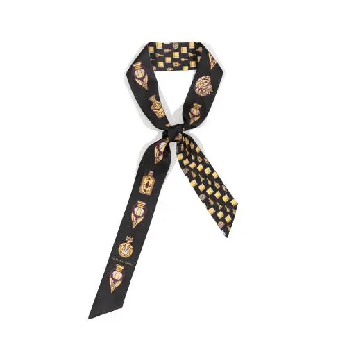 LOST PATTERN Amora" Silk Skinny Scarf - Gold And Black