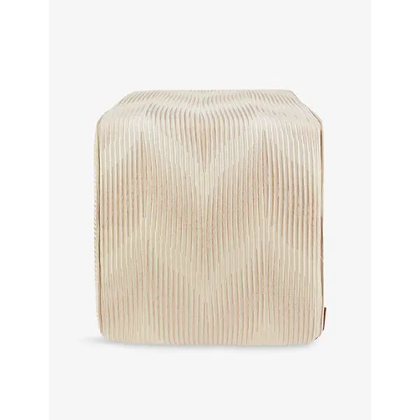 Missoni Ande Faded Zigzag-pattern Woven Cube Pouf 40cm - Natural