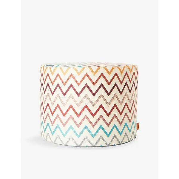 Missoni Watamu Zigzag-pattern Cotton-blend Cylindrical Pouf 40cm - Multicolor
