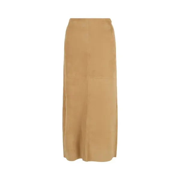 FERRAGAMO Lambskin Leather Pencil Skirt - Tan