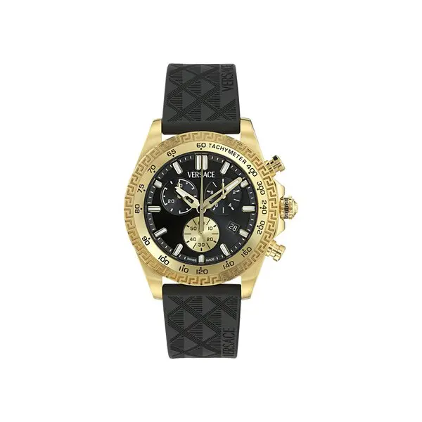 Versace Chrono X Leather Watch - Gold
