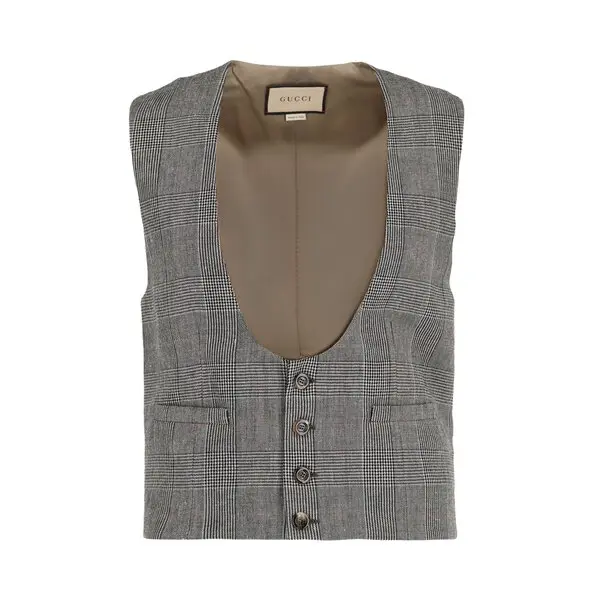 Gucci Plaid Wool Blend Vest