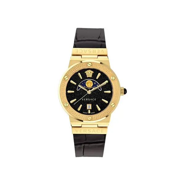 Versace Greca Logo Moonphase Watch - Gold