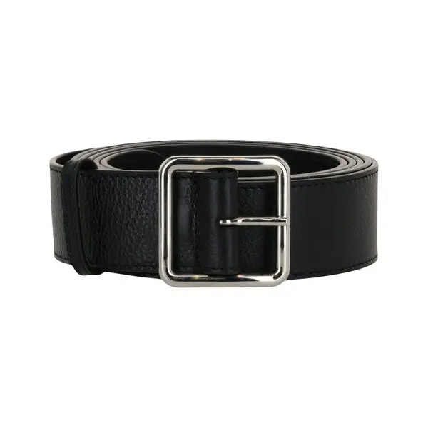 Alexander McQueen Long Pebbled Leather Belt - Black