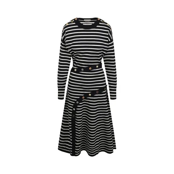 Alexander McQueen Striped Dress With Button Detailing