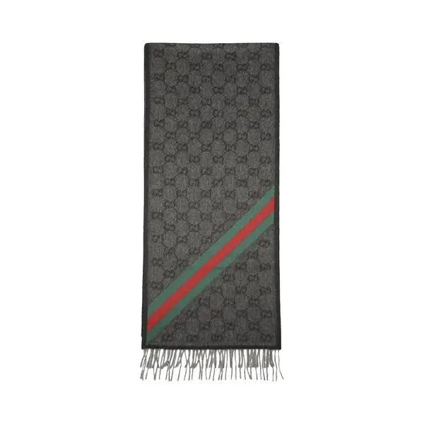 Gucci Nikky Wool Scarf 'lead/dark Green - Grey