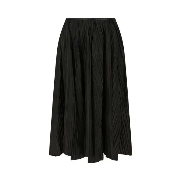 FERRAGAMO Leather Pleated Midi Skirt