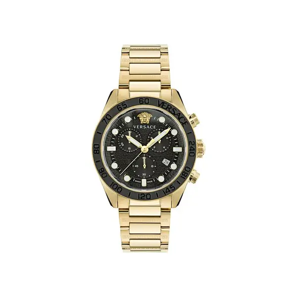 Versace Greca Dome Chrono Bracelet Watch - Gold
