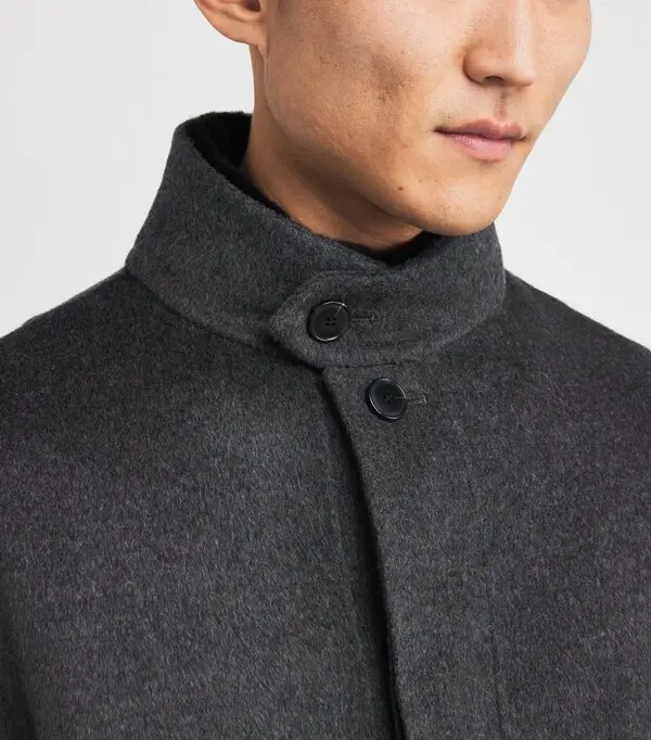 YVES SALOMON Wool-cashmere Overcoat With Mink-fur Collar