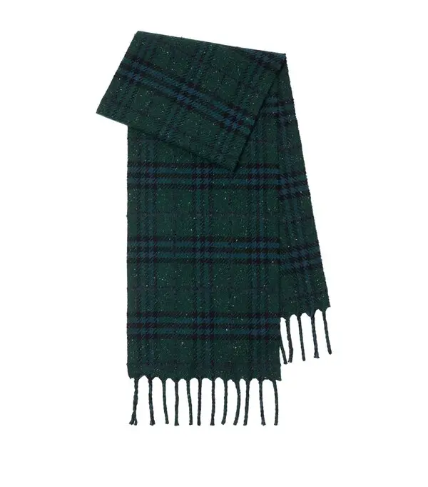 Burberry Cashmere-blend Speckled Check Scarf - Green