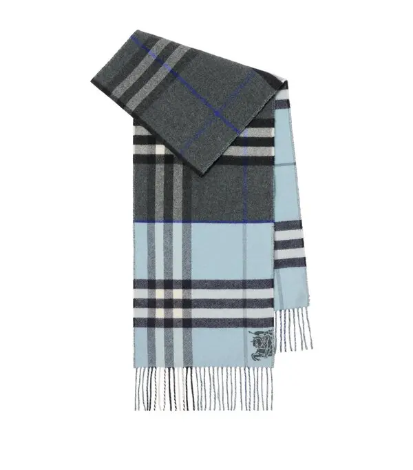 Burberry Cashmere Contrast Check Scarf - Black