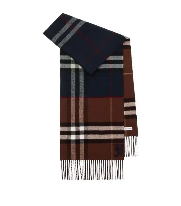Burberry Cashmere Contrast Check Scarf - Blue