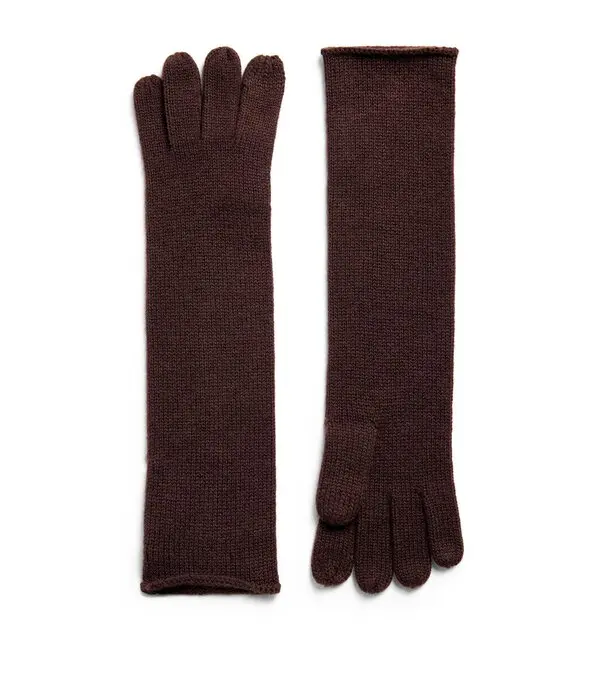 Maje Long Wool-cashmere Gloves - Brown