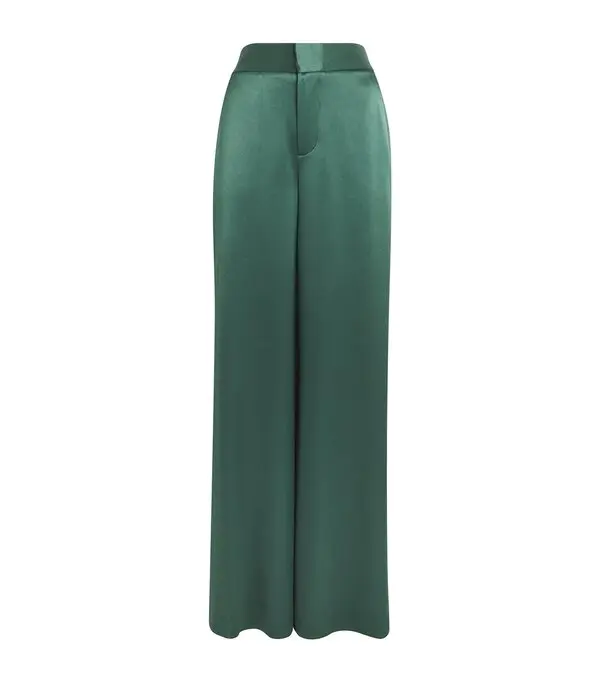 Alice + Olivia Satin Wide-leg Trousers - Green