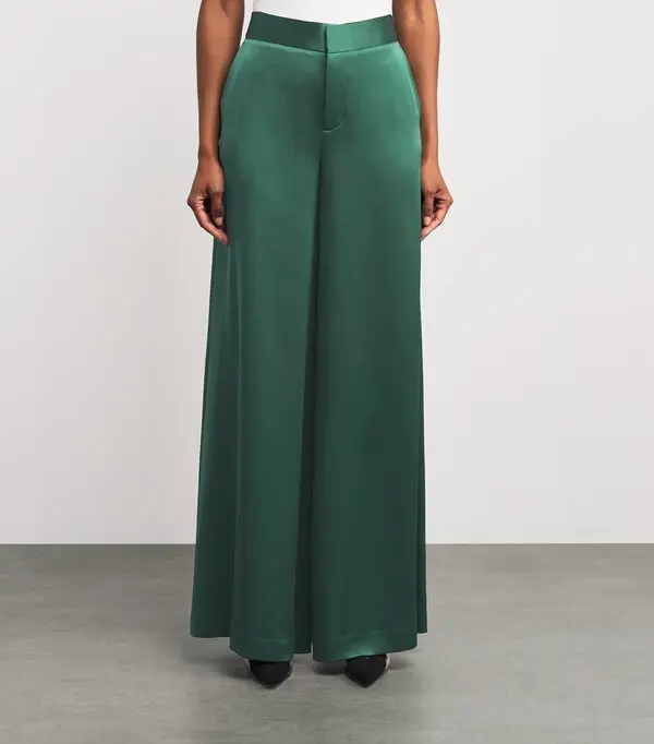 Alice + Olivia Satin Wide-leg Trousers - Green