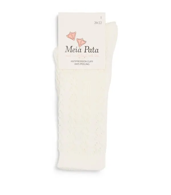 MEIA PATA Cotton-blend Pointelle Knee-high Socks - Ivory