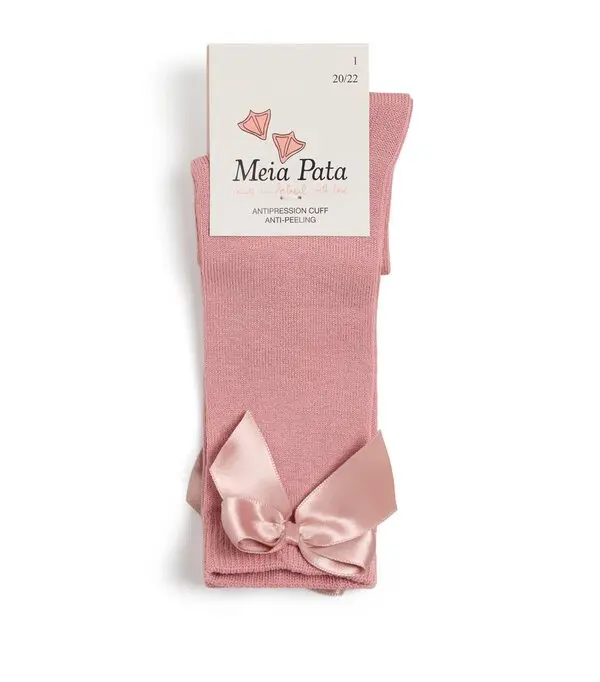 MEIA PATA Satin-bow Knee-high Socks - Pink