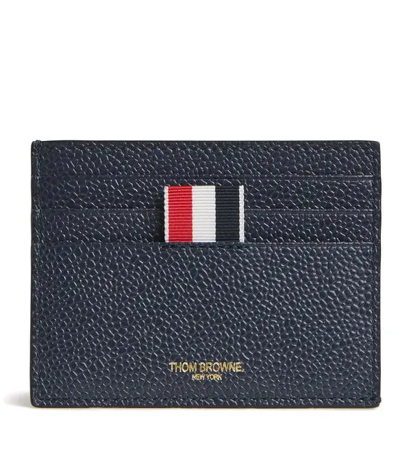 Thom Browne Leather Card Holder - Navy