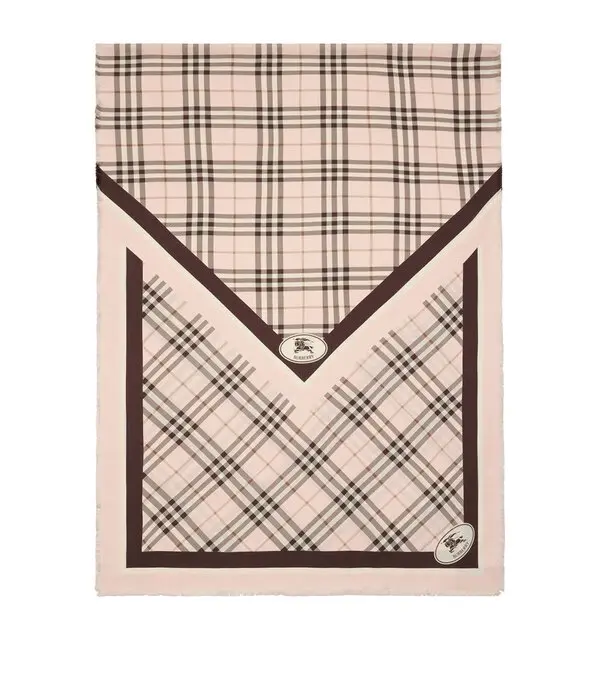 Burberry Silk Check Knight Motif Scarf - Pink