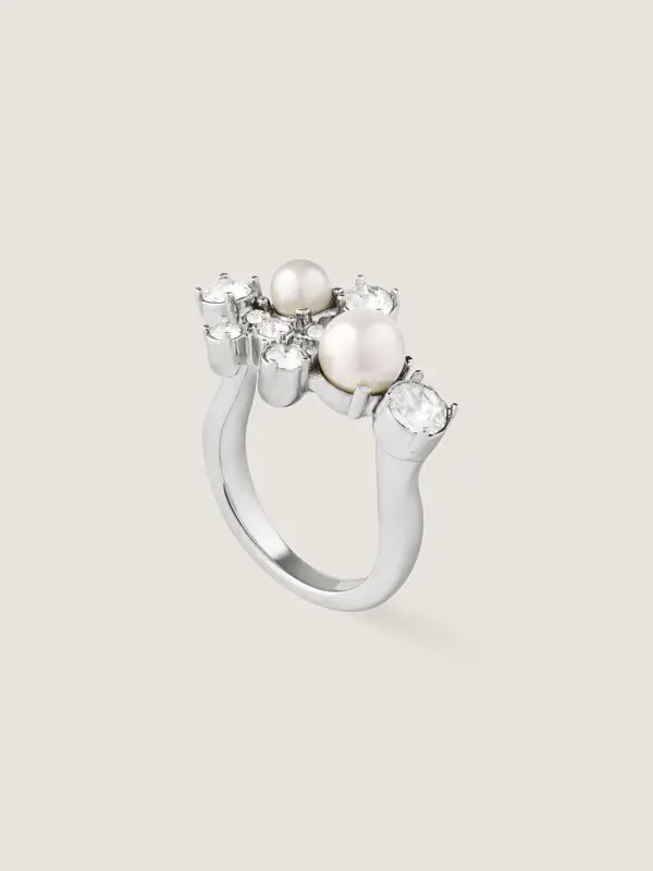 Givenchy Crystal Pearl Ring - White/silvery