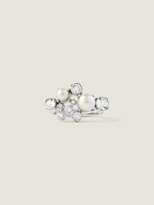 Givenchy Crystal Pearl Ring - White/silvery