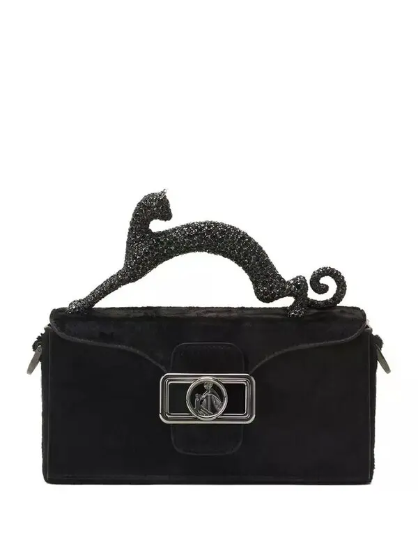 LANVIN Leather Crossbody Bag With Crystal-embellished Panther Handle