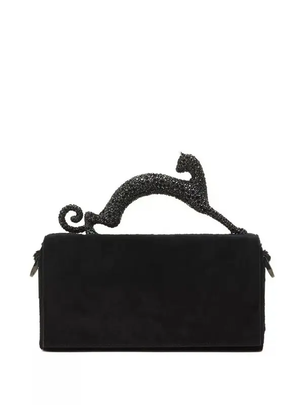 LANVIN Leather Crossbody Bag With Crystal-embellished Panther Handle