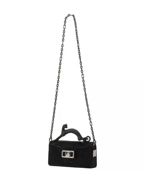 LANVIN Leather Crossbody Bag With Crystal-embellished Panther Handle